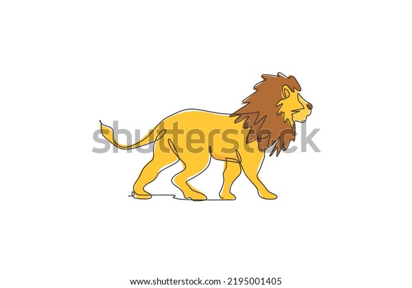 One Single Line Drawing Wild Male Stock Vector (Royalty Free ...