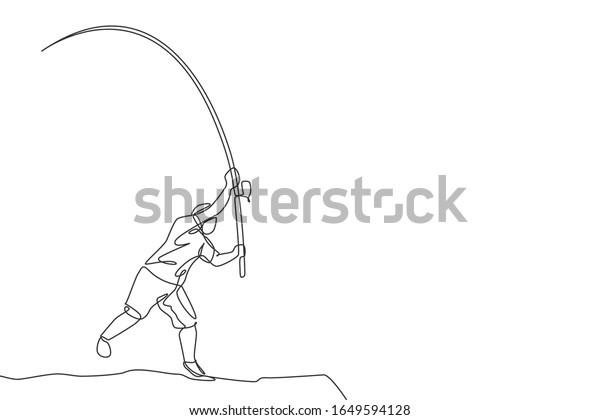 One Single Line Drawing Young Happy Stock Vector (Royalty Free ...