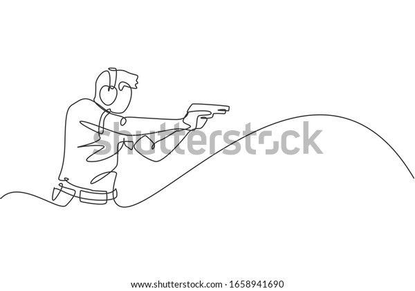 One Single Line Drawing Young Man Stock Vector (Royalty Free ...