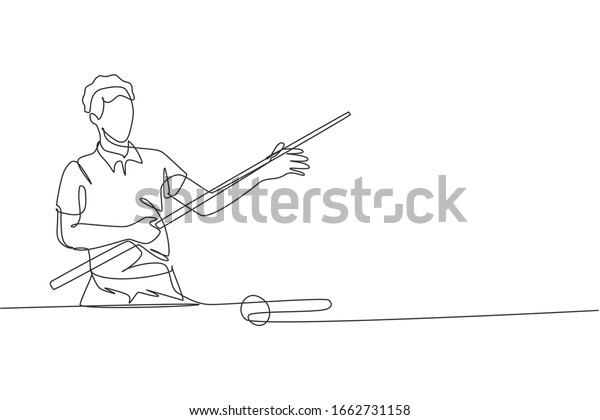 One Single Line Drawing Young Handsome Stock Vector (Royalty Free ...