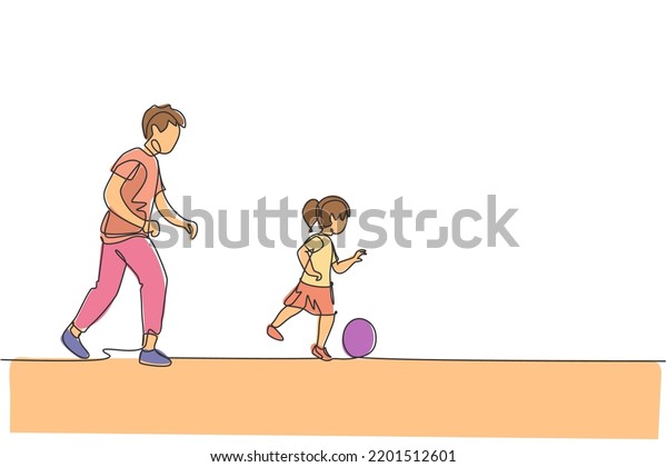 One Single Line Drawing Young Dad Stock Vector (Royalty Free ...