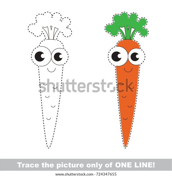 One Single Vegetable Carrot Be Traced Stock Vector (Royalty Free ...