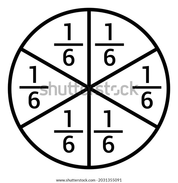 One Sixth Fraction Circle Fraction Number Stock Vector (Royalty Free) 2031355091