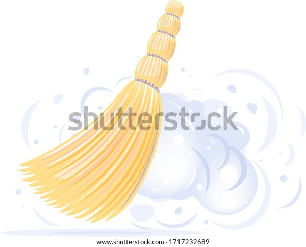 One Small Yellow Broom Sweep Floor Stock Vector (Royalty Free ...