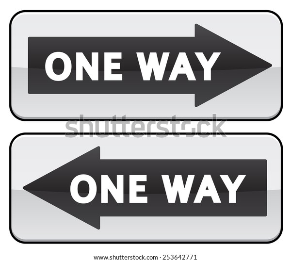 One Way Traffic Signs Stock Vector (Royalty Free) 253642771 | Shutterstock