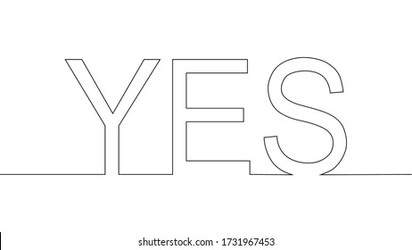 Oneline Drawing Continuous Line Phrase Yes Stock Vector (Royalty Free ...