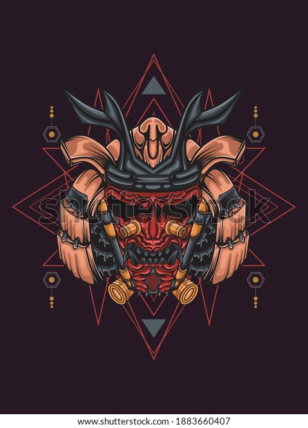 Oni Mask Demon Cyborg Style Sacred Stock Vector (Royalty Free ...