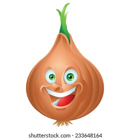 Onion Smiling Face Expression Cartoon Character Stock Vector (Royalty ...