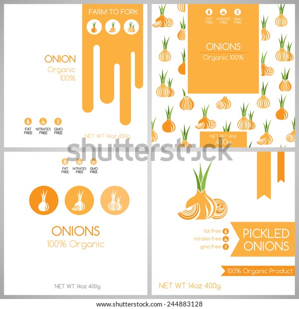Onions Labels Set Collection Banners Pack Stock Vector (Royalty Free ...