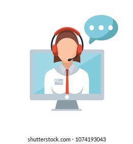 Online Assistant Support Female Vector Stock Vector (Royalty Free ...
