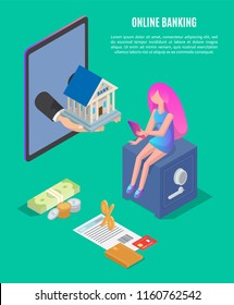 Online Banking Poster Text Sample Vector Stock Vector (Royalty Free ...