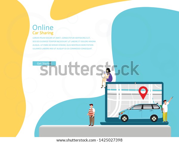 Online Car Sharing Vector Illustration Concept Stock Vector (Royalty ...