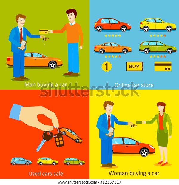 Online Car Store Vector Illustration Stock Vector (Royalty Free ...