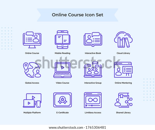 Online Course Icon Set Collection Mobile Stock Vector (Royalty Free ...