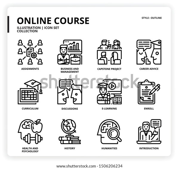 Online Course Icon Set Web Design Stock Vector (Royalty Free ...