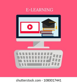 Concept Distance Learning Education Online Tutorial Stock Vector ...