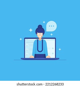 Online Customer Service Assistant Flat Illustration Stock Vector ...