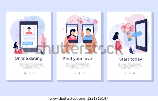 Online Dating Concept Illustration Set Perfect Stock Vector (Royalty ...