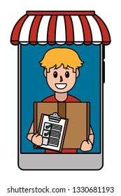 Online Delivery Cartoon Stock Vector (Royalty Free) 1330680842