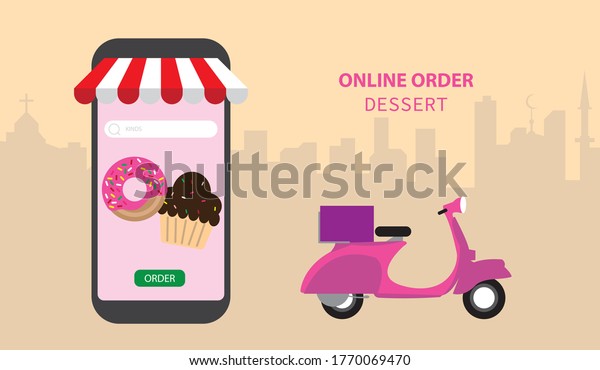 Online Dessert Order Delivery Concept Online Stock Vector (Royalty Free ...