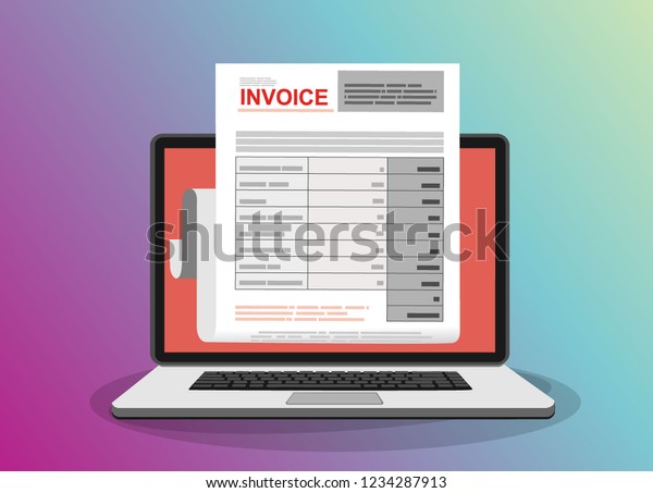 Online Digital Invoice Laptop Notebook Bills Stock Vector (Royalty Free ...