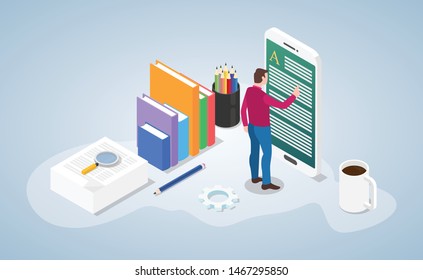 Online Digital Reading Book Concept People Stock Vector (Royalty Free ...
