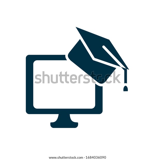 Online Education Concept Computer Graduation Cap Stock Vector (Royalty ...