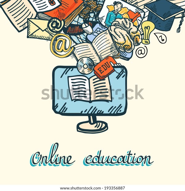 Online Education Elearning Sketch Icons Set Stock Vector (Royalty Free ...