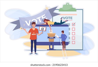 Online Elections Concept Tiny People Voting Stock Vector (Royalty Free ...