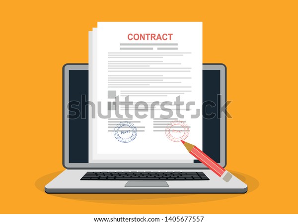 Online Electronic Documents On Laptop Vector Stock Vector (Royalty Free ...