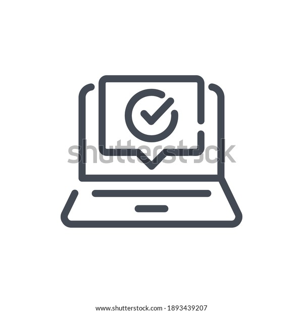 Online Feedback Line Icon Laptop Chat Stock Vector (Royalty Free ...