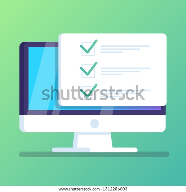Online Form Survey On Computer Vector Stock Vector (Royalty Free ...