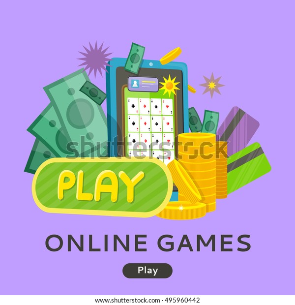 Online Games Web Banner Isolated On Stock Vector (Royalty Free ...