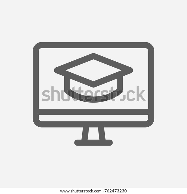 Online Knowledge Icon Line Isolated Symbol: เวกเตอร์สต็อก (ปลอดค่า ...