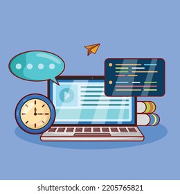 Online Learning Concept Cartoon Style Illustration Stock Vector ...
