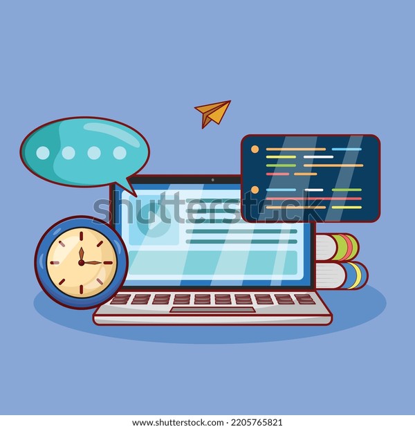 Online Learning Concept Cartoon Style Illustration Stock Vector ...