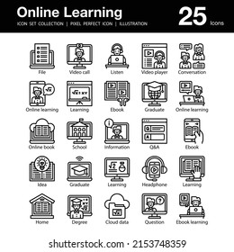 Online Learning Icon Set Collection Stock Vector (Royalty Free ...