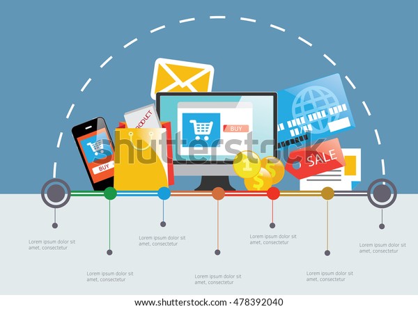 Online Market Infographic Timeline Vector Template Stock Vector ...
