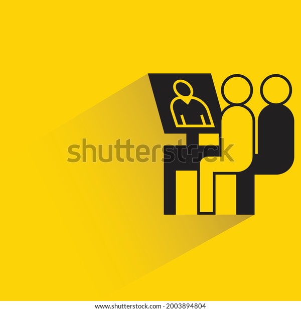 Online Meeting On Desktop Computer Icon Stock Vector (Royalty Free ...