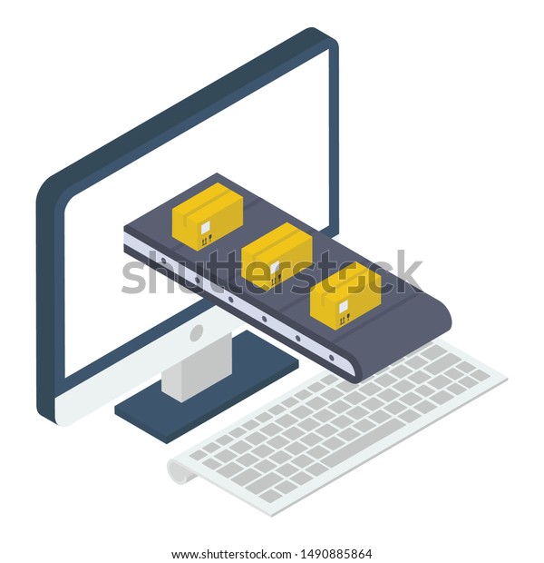Online Order Booking Icon Isometric Design Stock Vector (Royalty Free ...