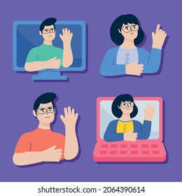 Online People People Icon Set Stock Vector (Royalty Free) 2064390614 ...