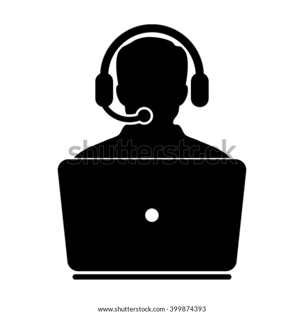 Online School Icon User Laptop Headphone Stock Vector (Royalty Free ...