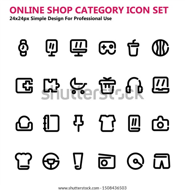Online Shop Category Icon Set Simple Stock Vector (Royalty Free ...