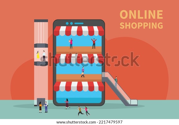 Online Shopping Mall 2d Vector Illustration Stock Vector (Royalty Free ...