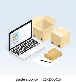 Online Shopping Shipping Vector Stock Vector (Royalty Free) 1192500016 ...