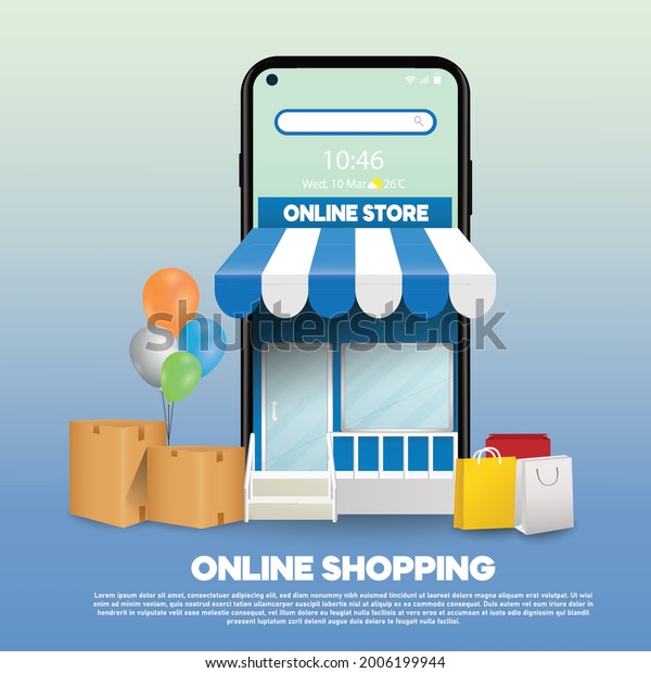 Online Shopping Store Concept Background Vector Stock Vector (Royalty ...