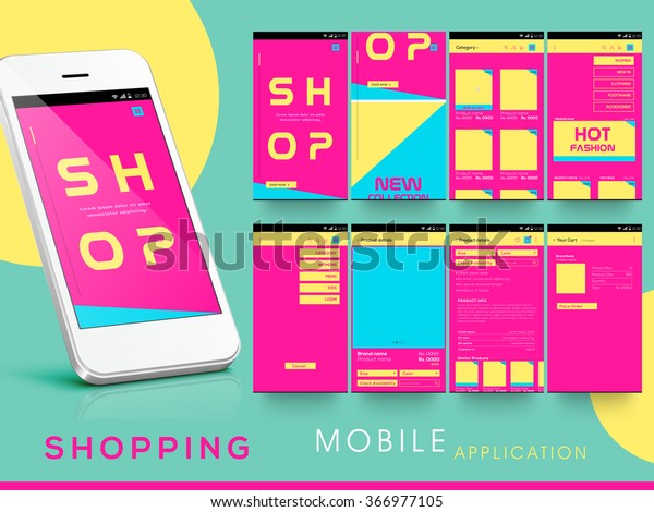 Online Shopping Ui Ux Gui Template เวกเตอร์สต็อก (ปลอดค่าลิขสิทธิ์ ...