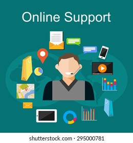 Online Support Illustration Flat Design Illustration Stock Vector ...