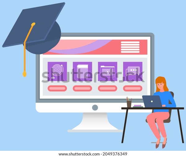 Online Training Courses Elearning Concept Best Stock Vector (Royalty ...