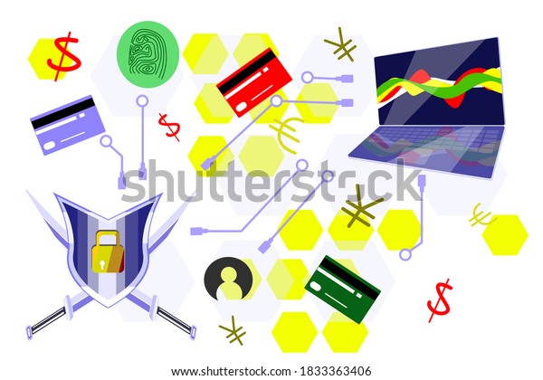 Online Transactions Fraud Cyber Security Vector Stock Vector (Royalty ...
